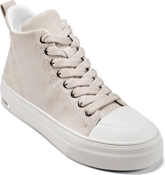 DKNY Damen Yaser Logo-LACE UP MID Sneaker, Bone, 38.5 EU