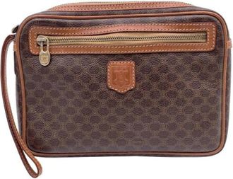 Celine Pre-owned Vintage Macadam Canvas Clutch Pochette Wristlet Bag - Femme - Pre-owned - Brun - Taille: ONE Size