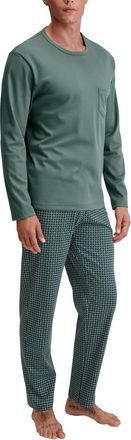 CALIDA Relax Comfy Pyjama, lang Herren, aus 100% Dicker Baumwolle, stoffüberzogener Gummibund, lockerer Schnitt