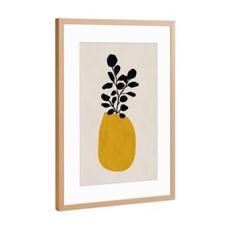 artboxONE Poster mit Rahmen Kupfer 30x20 cm Bilderwand MID Century Yellow VASE von WArtDesign - gerahmtes Poster