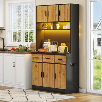 Urban Meuble Urban Meuble - Vitrine haute avec &eacute;clairage led et prises int&eacute;gr&eacute;es