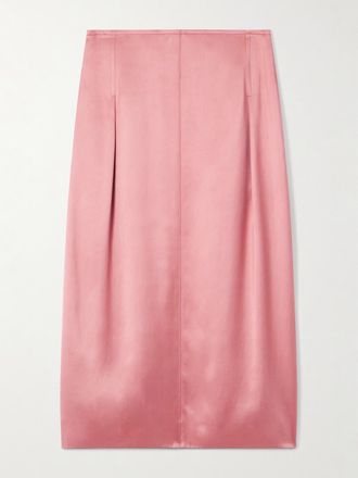 Lanvin Pleated Satin Midi Skirt - Pink