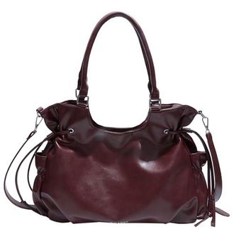 Generic Sac fourre-tout en polyur&eacute;thane de grande capacit&eacute; - Couleur unie - Sac de courses Hobo spacieux pour les affaires, le bureau, le travail, les voyages