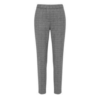 PESERICO Tapered-Hose mit Prince-of-Wales-Karomuster und elastischem Bund - - Trousers - Damen - Grau - 2XL