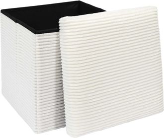 HowHomely Pouf Hocker Sitzhocker Puff mit Stauraum 38x38x38 cm beige Aufbewahrungsbox faltbar gepolstertideal f&uuml;r Wohnzimmer Schlafzimmer Flur B&uuml;ro Diele