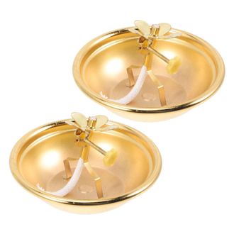 Valiclud jojofuny 2st&uuml;cke Runde &Ouml;llampenhalter aus Legierung im Vintage-Stil mit Docht f&uuml;r Ghee-&ouml;llampen Einstellbare Retro-Lampe f&uuml;r Religi&ouml;se Zwecke Meditati