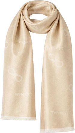 Twinset Femme, Accessoires, Beige, Taille: ONE Size &Eacute;tole Jacquard Logo Infini