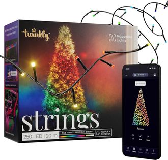 Twinkly Strings 250 LED RGB+ Wei&szlig;, LED-Lichterkette, Smarte LEDs f&uuml;r den Innen- und Au&szlig;enbereich, Kompatibel mit Alexa und Google Home, IP44, App-Steuerung, S