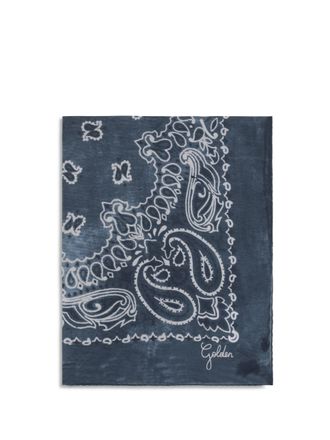 Golden Goose Paisley-Printed Silk Scarf - Denim Blue