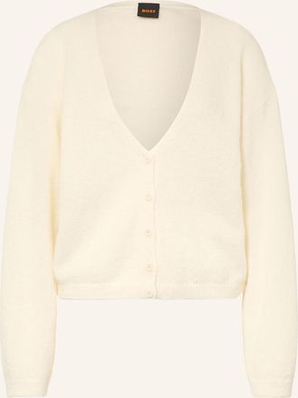 HUGO BOSS Strickjacke Farano Mit Alpaka weiss