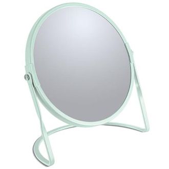 Spirella Miroir grossissant sur Pied Akira - Acier Robuste - Double Face avec Grossissement x5 et Miroir Classique - Pivotant &agrave; 360&deg; - Vert Ice Mat