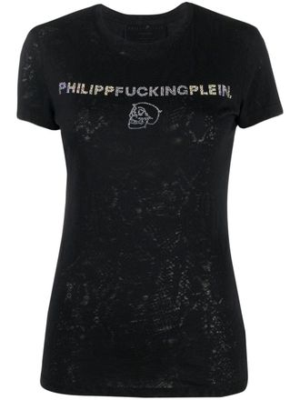 Philipp Plein t-shirt à ornements strassés - Noir