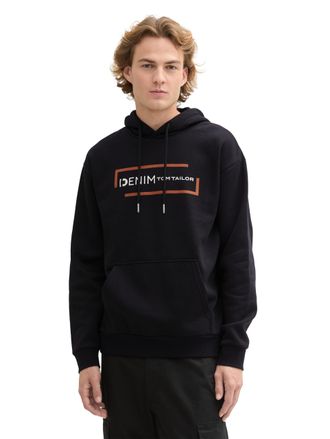 Tom Tailor Herren Hoodie Sweatshirt mit Logo-Print, 10618 - Old Black, M