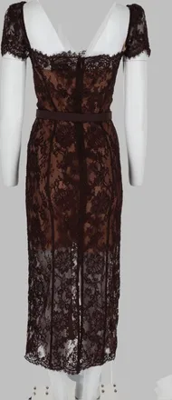 Self Portrait Floral Lace Dress - Brown