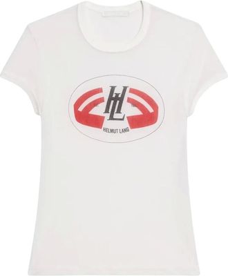 Helmut Lang Femme, Tops, Blanc, Taille: 40 FR Logo Slim Tee