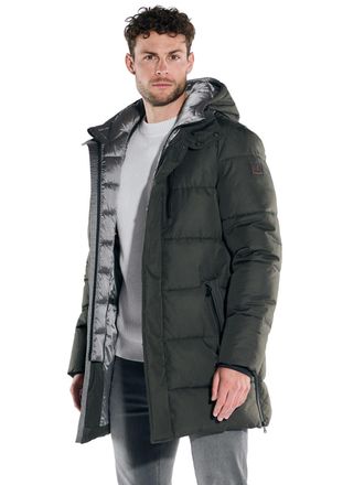 Emilio Adani Herren Herren Mantel mit abnehmbarer Kapuze, Oliv, 39526, Oliv in Gr&ouml;&szlig;e 56