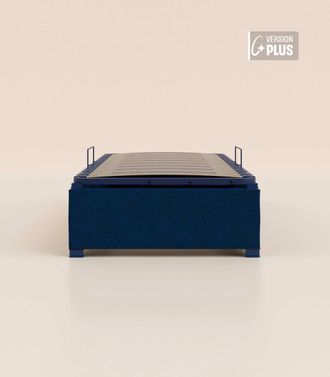 Tediber Lit coffre enfant 90x190 cm Plus - Bleu - Grand volume de rangement - Ouverture s&eacute;curis&eacute;e - Acier recyclable et lattes en bouleau - Tediber