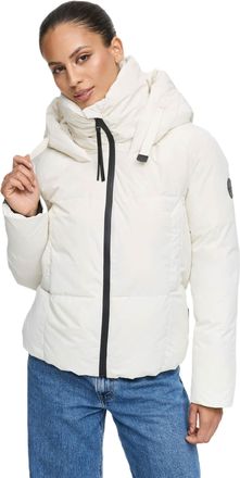 Marikoo Damen Winterjacke (XS-XXL) - gesteppt, mit Kapuze, innen Fleecefutter - N086 - Offwhite Gr&ouml;&szlig;e XL - Gr.XL