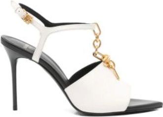 Balmain Femme, Chaussures, Blanc, Taille: 35 EU Sandales &agrave; bout pointu orn&eacute;es de cha&icirc;nes