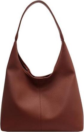 Generic Sac Hobo Vintage Femme Sac &agrave; Main en Cuir V&eacute;gan Souple Casual Sac &agrave; Main Femme Casual Sac &agrave; Main avec Bandouli&egrave;re R&eacute;glable, marron, 9.06 inch * 7.48 i