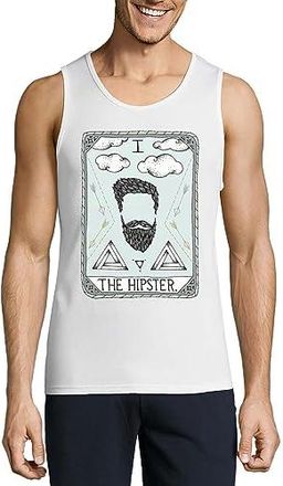 Generic The Hipster Funny Tarot Card Parody T-Shirt débardeur en Coton pour Hommes Blanc XX-Large