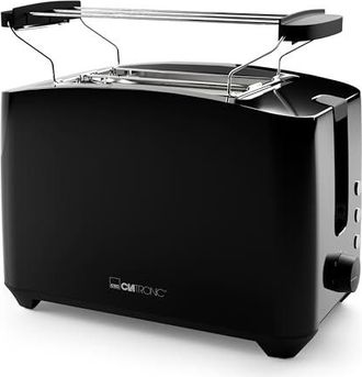 Clatronic 2-Scheiben-Toaster mit Auftau-, Aufwärm- und Schnell-Stop-Funktionen, Brötchenwärmer und mehr, TA3801, Schwarz