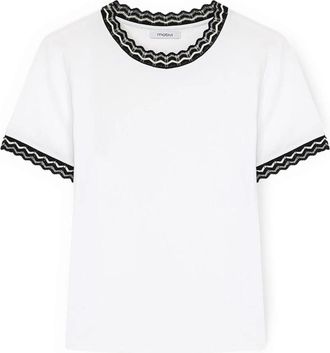 Motivi T-Shirt mit Strickdetails - - Tops - Damen - Wei&szlig; - XS