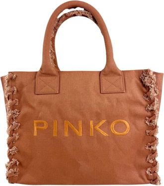 Pinko Pinko, Femme, Sacs, Brun, Taille: ONE Size Beach Shopper Canvas