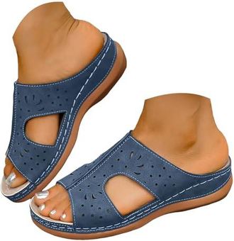 Generic Sandales orthop&eacute;diques pour femme - Chaussures d&eacute;t&eacute; habill&eacute;es et confortables avec soutien de la vo&ucirc;te plantaire - Tongs antid&eacute;rapantes en cuir synth&eacute;
