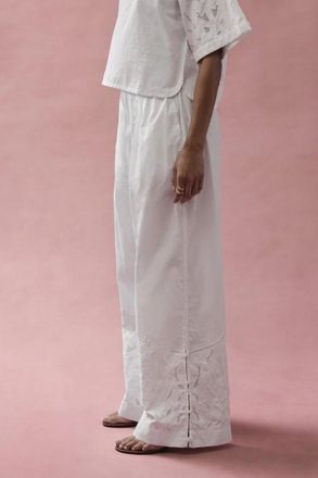 Alchemist Damen vegan Hose Moonflower Embroidered Sehr Wei&Atilde;Y