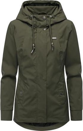 Ragwear Alvena Summer YOUMODO XS &agrave; 6XL Veste demi-saison ultra l&eacute;g&egrave;re, respirante et imperm&eacute;able, pour femme, avec capuche r&eacute;glable, Vert olive fonc&eacute;, 6XL
