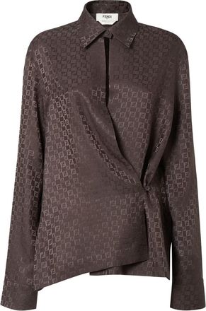Fendi FF Jacquard Silk Shirt - Brown