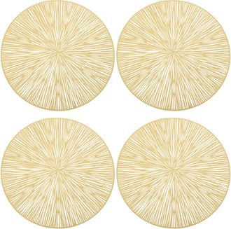 Artibetter 4 St&uuml;ck Teiliges Dekoratives Hohles Tischset aus Hitzebest&auml;ndigem Material Isolierende Platzdeckchen in Gold Abwaschbar und Sch&uuml;tzend f&uuml;r Esszimmer Wo