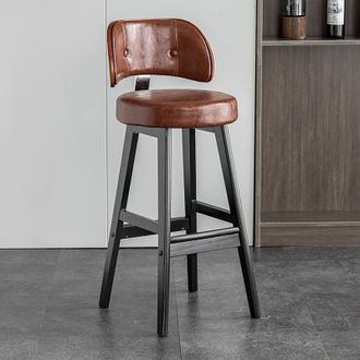 Generic Set aus 2 gr&uuml;nen Barhockern in Tresenh&ouml;he mit R&uuml;ckenlehne, armlosem Design mit Kunstlederbezug, Beinen aus Massivholz, gepolsterten K&uuml;cheninsel- und B