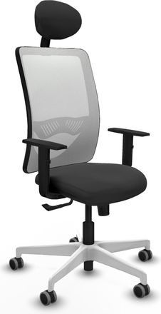 Piqueras y Crespo B&uuml;rostuhl, ideal zum Arbeiten mit 1D-Armen, h&ouml;henverstellbare Lendenwirbelst&uuml;tze und festes Kopfteil, ausgestattet mit 3 Positionen, Wei&szlig;/Dunkelgrau