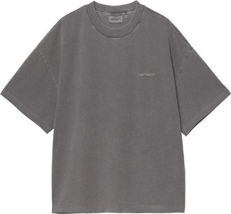 Carhartt Work in Progress Homme, Tops, Gris, Taille: L T-shirt en Coton Gris à Manches Courtes avec Logo