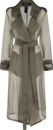 Federica Tosi Femme, Manteaux, Vert, Taille: 38 FR Trench-coat en organza de soie