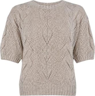 D.exterior Femme, Pulls, Beige, Taille: 38 FR Tricot &agrave; col rond