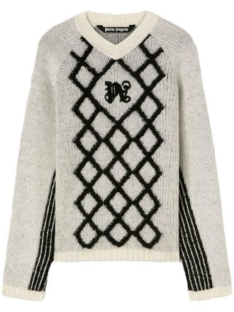 Palm Angels pull &agrave; logo brod&eacute; - Blanc