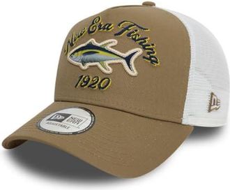 New Era Chapeau de Camionneur Casquette pêche Poisson pêcheur Thon Snapback visière courbée Maille Marron Blanc