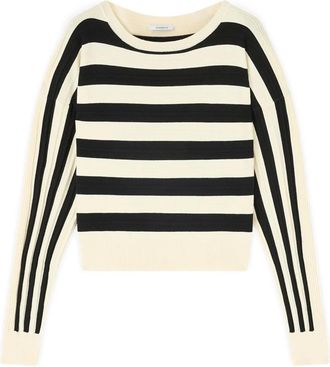 Motivi Femme, Pulls, Blanc, Taille: 40 FR Pull en maille de viscose m&eacute;lang&eacute;e &agrave; rayures