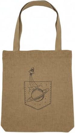 Fabulous Sac Shopping Tote Bag Aspect Lin - Poche Surprise Fus&eacute;e Spatial Plan&egrave;te Jupiter Dessin - Sac de Courses Toile Epaisse 360g Beige Naturel Cabas Port&eacute; E