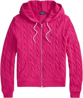 Ralph Lauren Femme, Sweatshirts et sweats &agrave; capuche, Rose, Taille: 36 FR Cable-Knit Zip SweaT-shirt