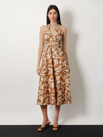 Max Mara Womens Printed Cotton Dress Brown