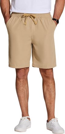 Coofandy Herren Shorts Kurze Freizeithose mit Gummizug Shorts Einfarbiges Sommershorts mit Kordelzug Kurze Hosen Herren Khaki 3XL