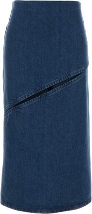Jil Sander Femme, Jupes, Bleu, Taille: 44 FR Denim Skirt 02 Treated