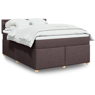 vidaXL Boxspringbett mit Matratze Dunkelbraun 160x200 cm Stoff vidaXL