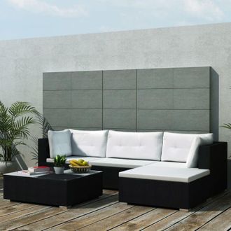 vidaXL 5-tlg. Garten-Lounge-Set mit Auflagen Poly Rattan Schwarz - Vidaxl