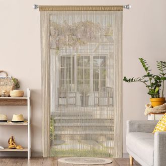 Miulee Fadenvorhang Insektenschutz T&uuml;rvorhang f&uuml;r Balkone Raumteiler Fadengardinen Braun 90 x 245 cm