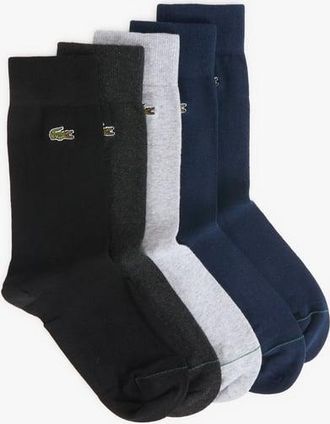 Lacoste Lot de 5 paires de chaussettes hautes en coton m&eacute;lang&eacute;